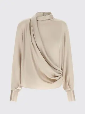 Brunello Cucinelli Long-sleeved Draped Silk Blouse