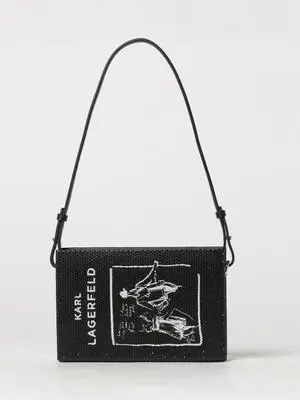 Karl Lagerfeld Rhinestone-embellished Polyurethane Shoulder Bag With Printed Logo