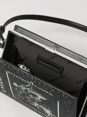 Karl Lagerfeld Rhinestone-embellished Polyurethane Shoulder Bag With Printed Logo