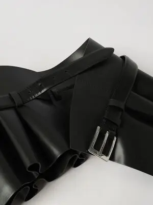 Karl Lagerfeld Smooth Cowhide Bustier Belt With Rouche Appliqu
