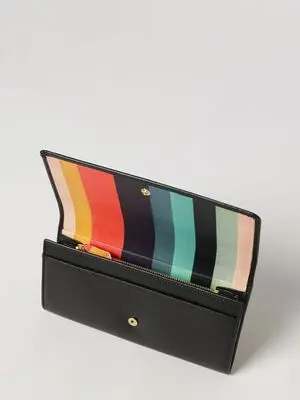 Paul Smith Tri-fold Smooth Leather Purse With Snap Button Closure And Front Logo