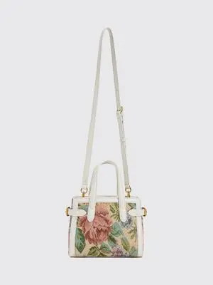 TWINSET Floral Print Canvas Handbag With Double Handle And Crossbody Strap