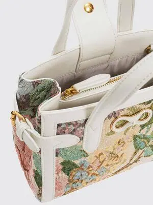 TWINSET Floral Print Canvas Handbag With Double Handle And Crossbody Strap