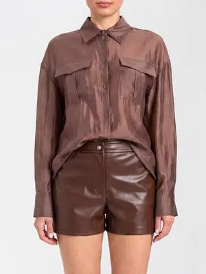 TWINSET Relaxed Fit Muslin Shirt With Dropped Shoulders And Flap Pockets