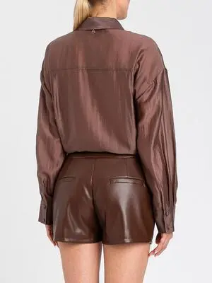TWINSET Relaxed Fit Muslin Shirt With Dropped Shoulders And Flap Pockets