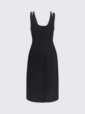 Versace Virgin Wool Cut-out Midi Sheath Dress With Square Neckline