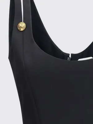 Versace Virgin Wool Cut-out Midi Sheath Dress With Square Neckline