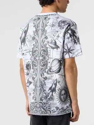 Philipp Plein Cotton T-shirt With Contrasting Front Graphic Print - White