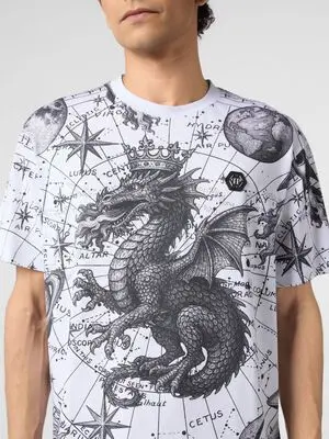 Philipp Plein Cotton T-shirt With Contrasting Front Graphic Print - White