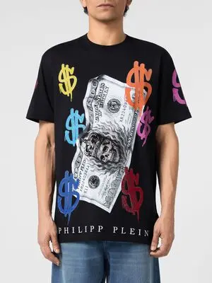 Philipp Plein Crew-neck Cotton T-shirt With Front Graphic Print - Black