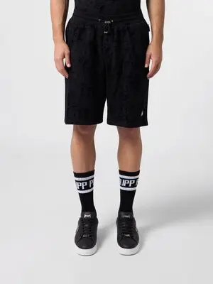 Philipp Plein Jersey Jogging Shorts With Graphic Print And Drawstring - Black