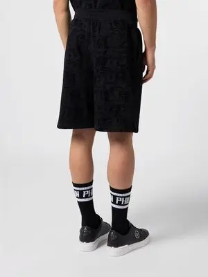 Philipp Plein Jersey Jogging Shorts With Graphic Print And Drawstring