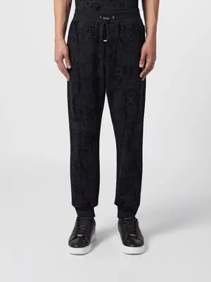Philipp Plein Graphic Print Jersey Jogging Trousers With Drawstring - Black