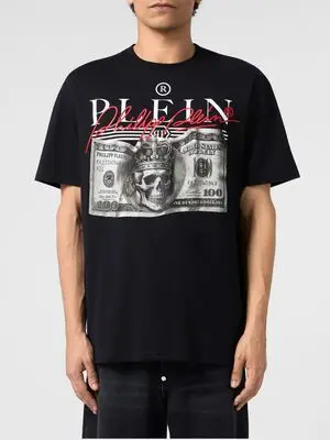 Philipp Plein Cotton T-shirt With Graphic Print And Contrast Logo - Black