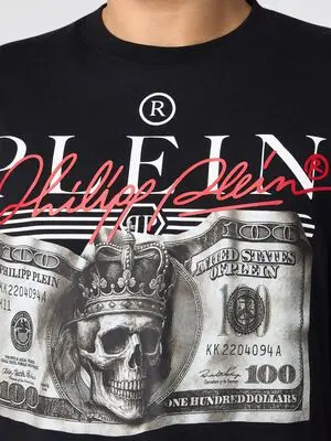 Philipp Plein Cotton T-shirt With Graphic Print And Contrast Logo
