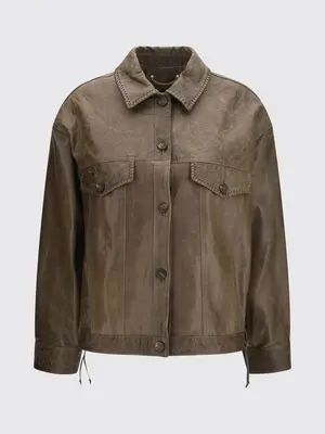 GOLDEN GOOSE Calfskin Leather Overshirt Jacket With Dropped Shoulders