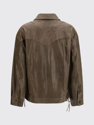 GOLDEN GOOSE Calfskin Leather Overshirt Jacket With Dropped Shoulders