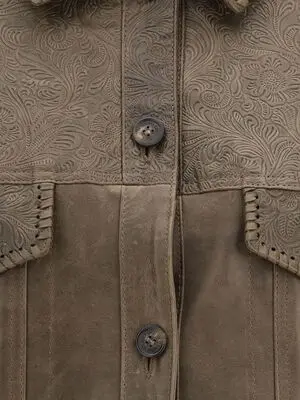 GOLDEN GOOSE Calfskin Leather Overshirt Jacket With Dropped Shoulders