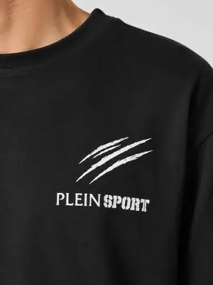 PLEIN SPORT Crew Neck T-shirt In Pure Cotton With Contrast Logo On The Chest