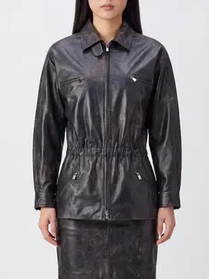Magda Butrym Distressed Sheepskin Leather Jacket With A Drawstring Waist