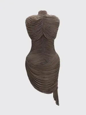 Magda Butrym High-neck Asymmetrical Mini Dress In Ruched Jersey