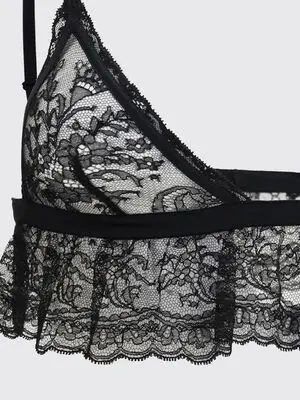 Dolce & Gabbana Triangle Lace Bra In A Cotton Blend With Adjustable Straps