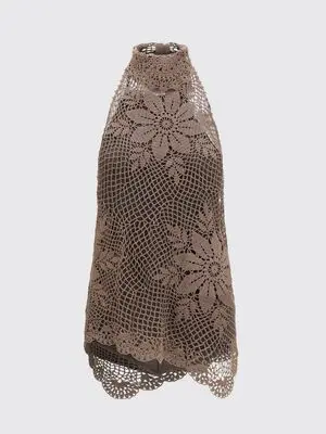 Magda Butrym Crochet Cotton Halterneck Top With A Turtleneck Design