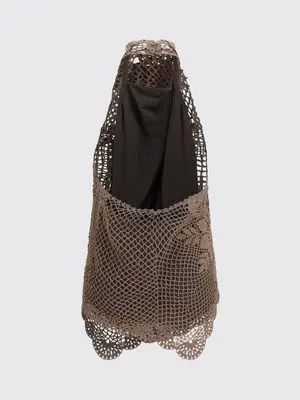 Magda Butrym Crochet Cotton Halterneck Top With A Turtleneck Design