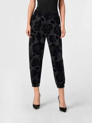 Philipp Plein Floral Print Jersey Joggers With Hexagon Logo - Black