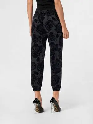 Philipp Plein Floral Print Jersey Joggers With Hexagon Logo - Black