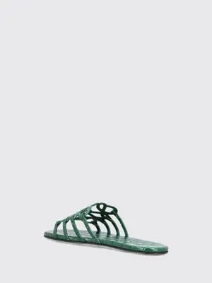 Loewe Anagram Petal Croc-effect Leather Mule Sandals - Green