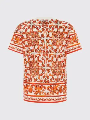 Dolce & Gabbana Majolica Print Cotton T-shirt With Contrast Logo