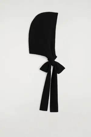 Cos Merino Wool Hooded Scarf - Black