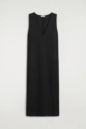 Cos Boiled Wool-blend V-neck Midi Dress