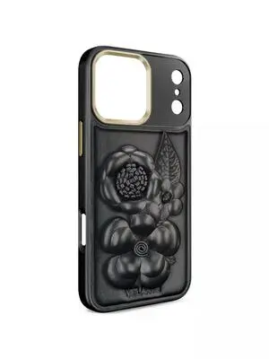VELANTE Floral-appliqué Leather Iphone Case