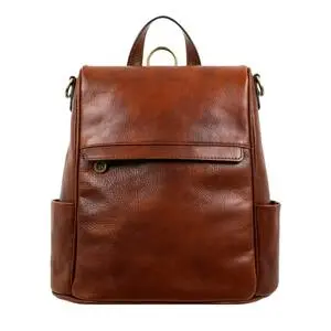 TIME RESISTANCE Cognac Leather Convertible Backpack Shoulder Bag The Waves
