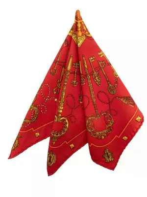 Hermès 2017-2021 Les Cles Silk Handkerchief - Red