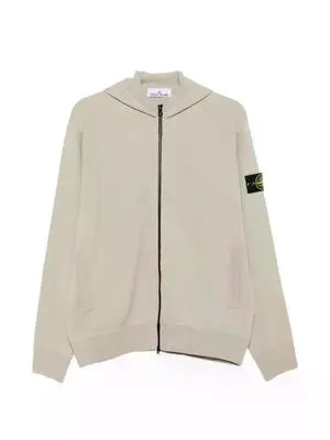 Stone Island Logo-patch Zip-up Hoodie - Neutrals