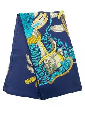 Hermès 20th Century Chapeau! Silk Scarf 90 Scarves - Blue