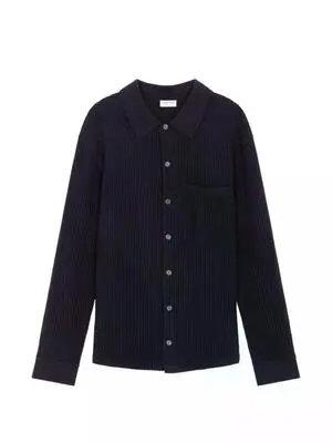 FURSAC Waffle-knit Button-up Polo Shirt - Blue