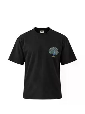 A PAPER KID Peacock-print Logo-print T-shirt