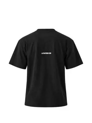 A PAPER KID Peacock-print Logo-print T-shirt
