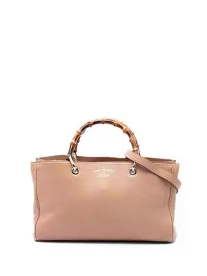 Gucci 2016-2026 Medium Calfskin Bamboo Shopper Satchel - Brown