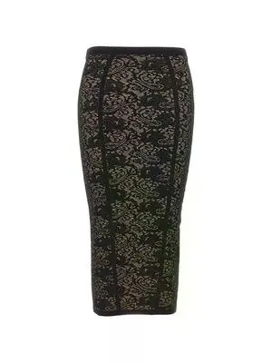 Elisabetta Franchi Logo-patterned Jacquard-knit Midi Skirt - Black