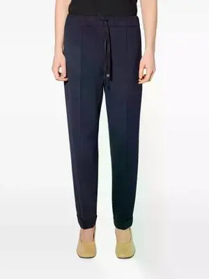 Liviana Conti Drawstring-waist Pintuck-detail Tapered Trousers - Blue