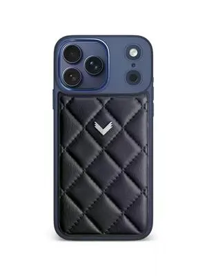 VELANTE Quilted Leather Iphone 17 Pro Phone Case - Blue