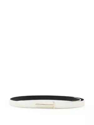TOM FORD Spazzolato Leather Slim T Belt - White