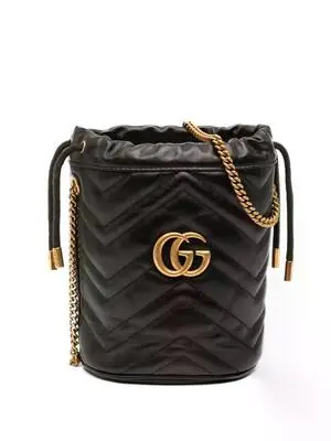Gucci 2016-2026 Small Gg Marmont Matelasse Calfskin Bucket Bag - Black