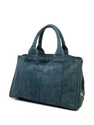 Prada 2013-2026 Denim Canapa Logo Tote Satchel