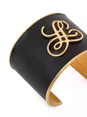 Luisa Spagnoli Necessario Monogram-plaque Leather Cuff Bracelet